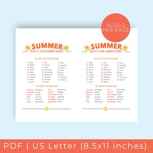 What's Your Summer Name Game With Name Tags, Fun Printable Summer Game ...