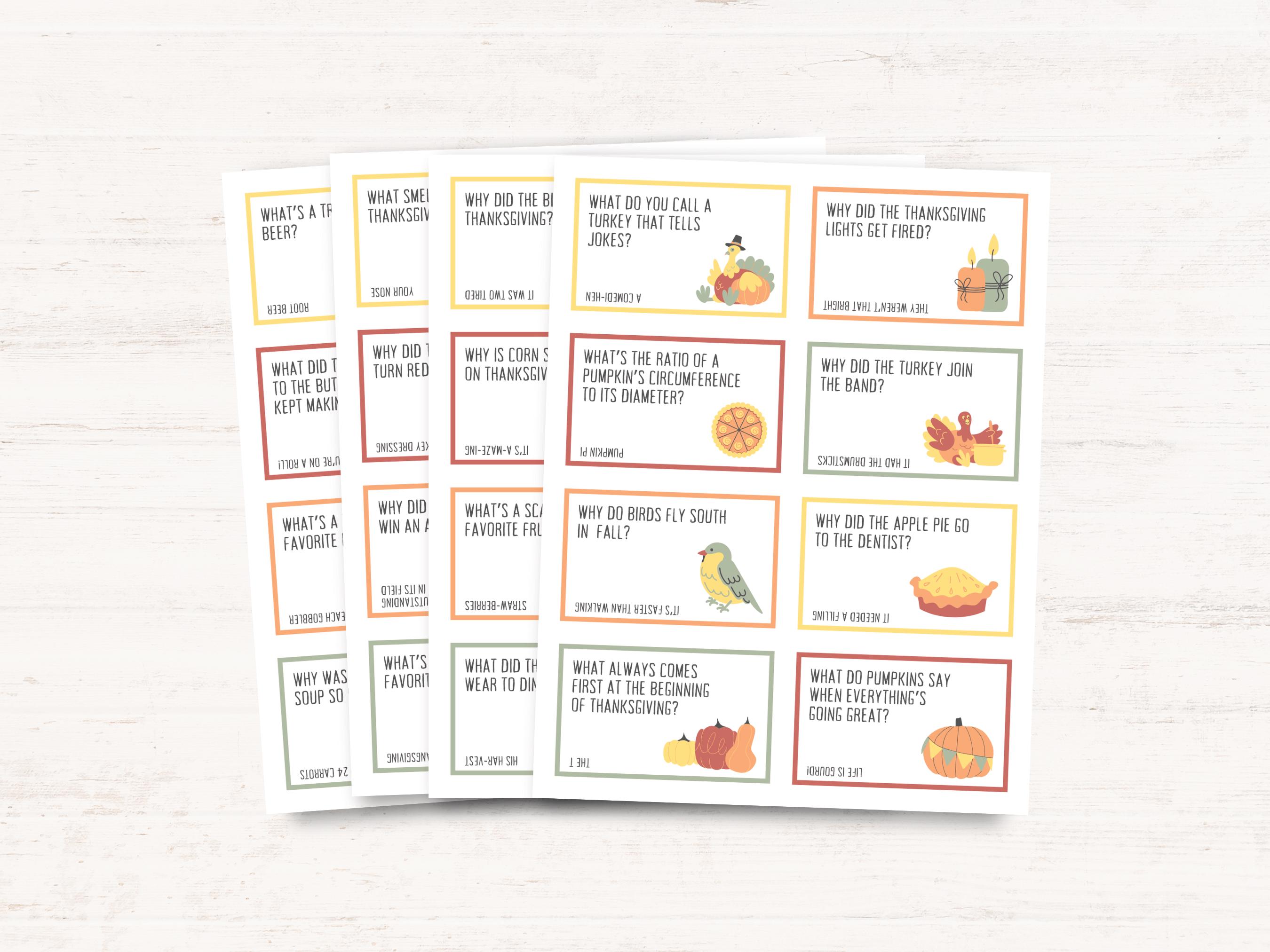 32 Thanksgiving Jokes, Thanksgiving Lunchbox Jokes for Kids, Printable ...