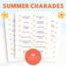 Summer Charades, 45 Summer Charade Cards + 3 Blank Cards, Fun Printable ...