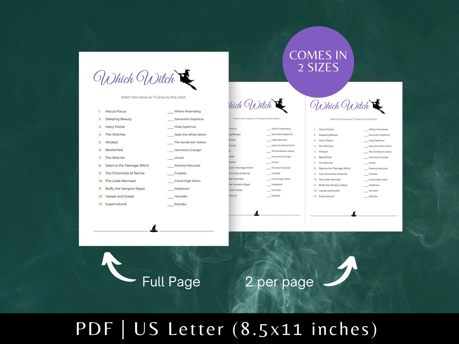 Witches Night Which Witch Game, Printable Witch Matching Game, Fun ...