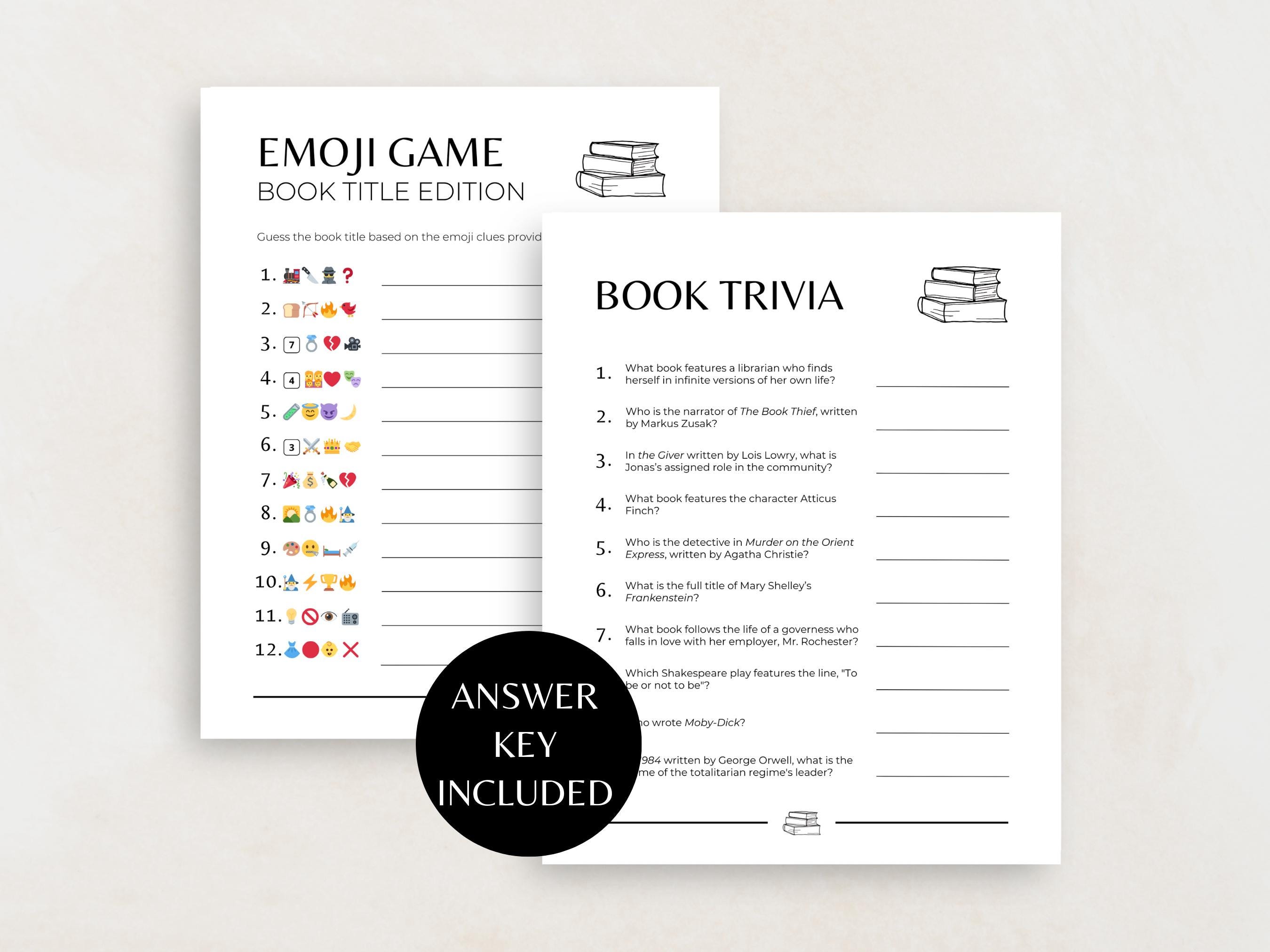 Book Club Games, 10 Printable Book Club Activities, Fun Games for Book ...