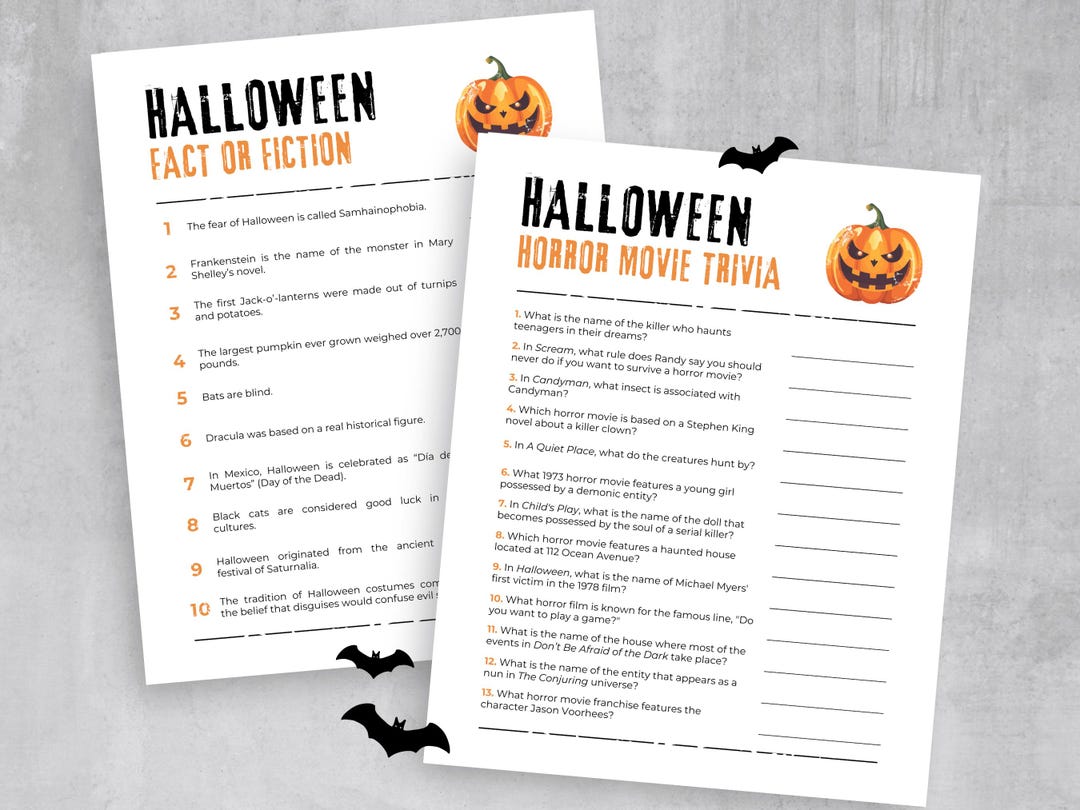 Halloween Trivia Games, Printable Halloween Horror Movie Trivia and ...