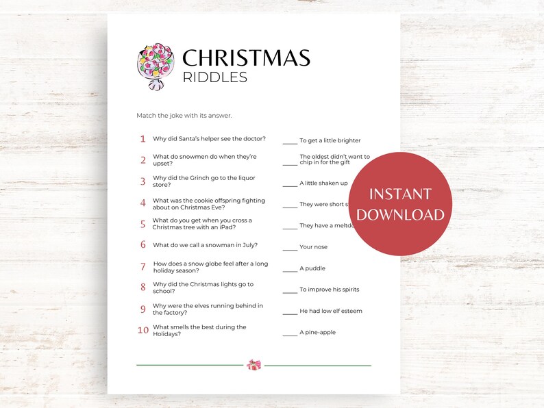 Christmas Riddles, Fun Christmas Riddle Game for Family, Printable ...