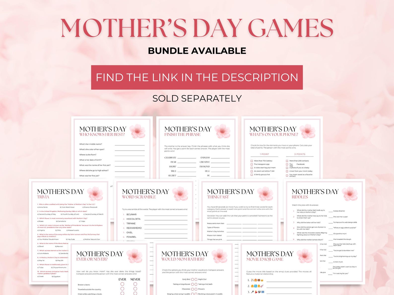 Mother's Day Trivia Game, Printable Mom Trivia, Fun Mother's Day ...