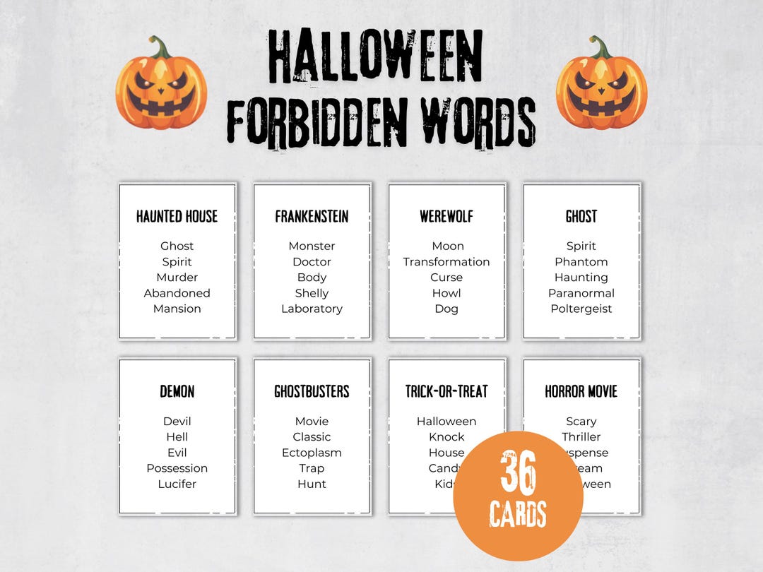 Halloween Forbidden Words Game (taboo Style Game), Printable Halloween ...