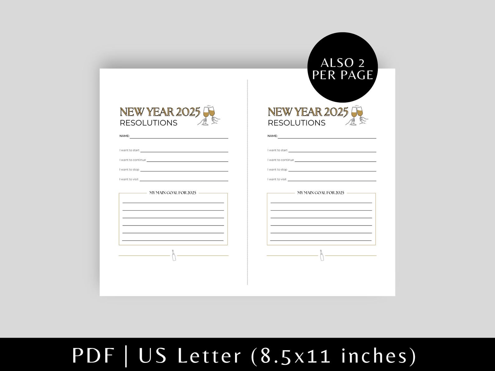 2025 New Year Resolutions, Printable New Year Goals, New Year 2025 ...