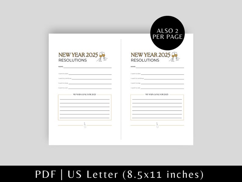 2025 New Year Resolutions, Printable New Year Goals, New Year 2025 ...