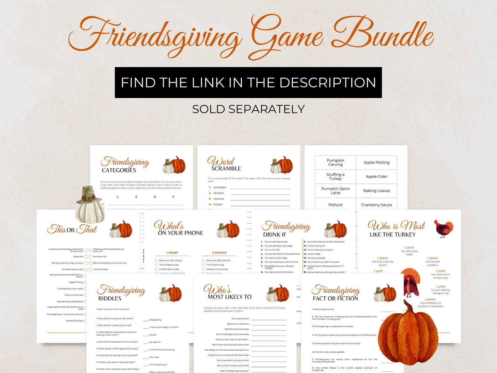 Friendsgiving Fact or Fiction Game, Printable Thankgiving Trivia Game ...