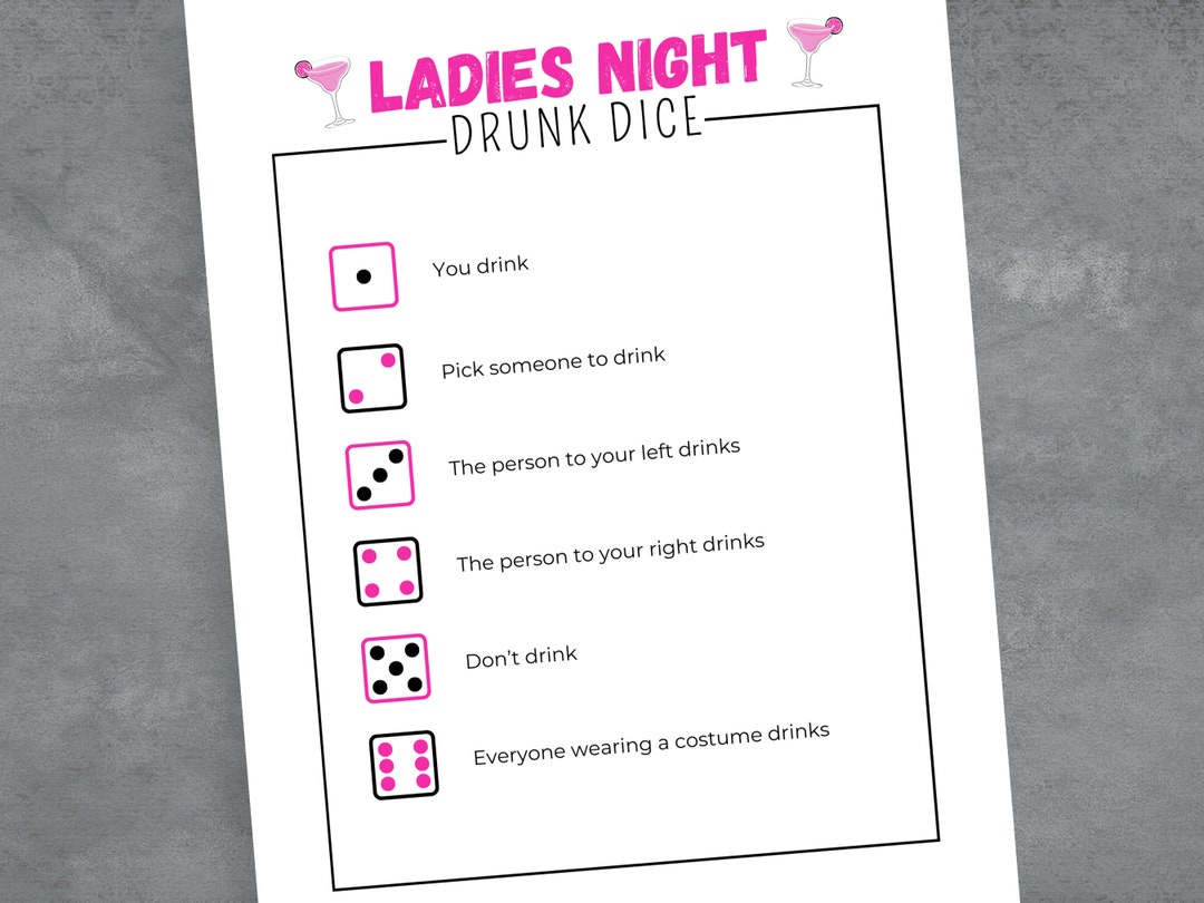 Ladies Night Drunk Dice Game, Printable Girls Night Drinking Game for ...
