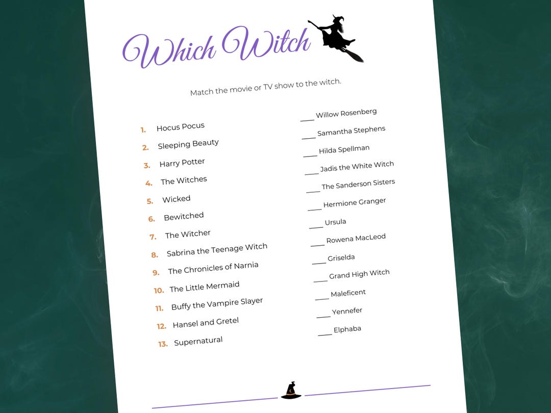 Witches Night Which Witch Game, Printable Witch Matching Game, Fun ...