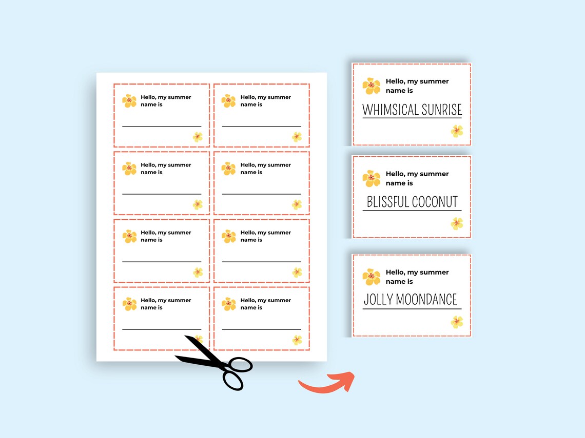 What's Your Summer Name Game With Name Tags, Fun Printable Summer Game ...