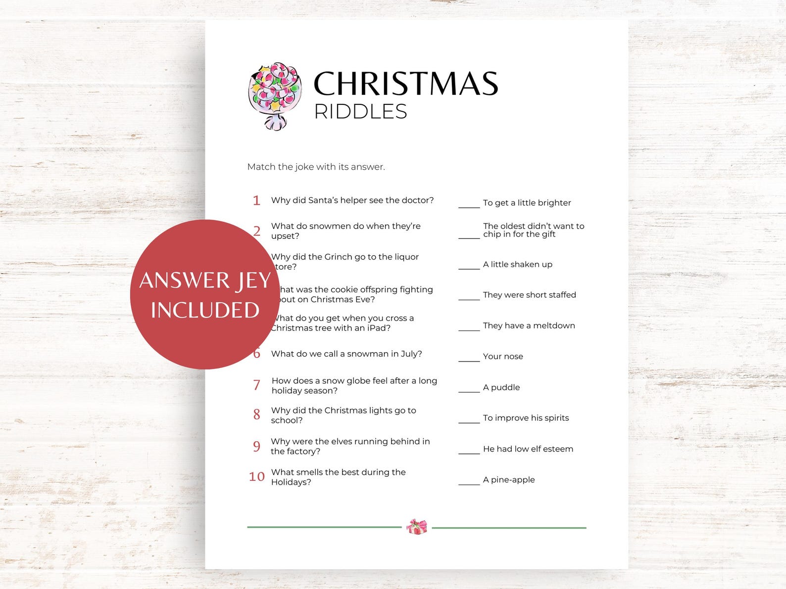 Christmas Riddles, Fun Christmas Riddle Game for Family, Printable ...