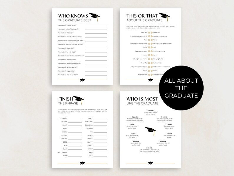 Graduation Party Games, 10 Printable 2025 Graduation Games for a Grad ...