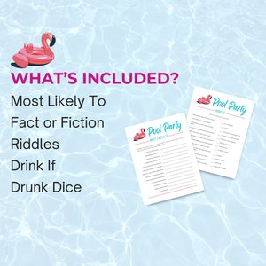 Pool Party Games for Adults, 5 Printable Summer Party Games, Pool Party ...