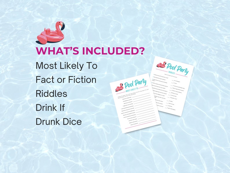 Pool Party Games for Adults, 5 Printable Summer Party Games, Pool Party ...