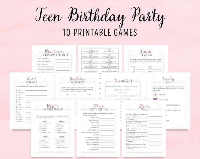 Tween & Teen Girl Birthday Games, Party Games, Teenager Party Favor ...