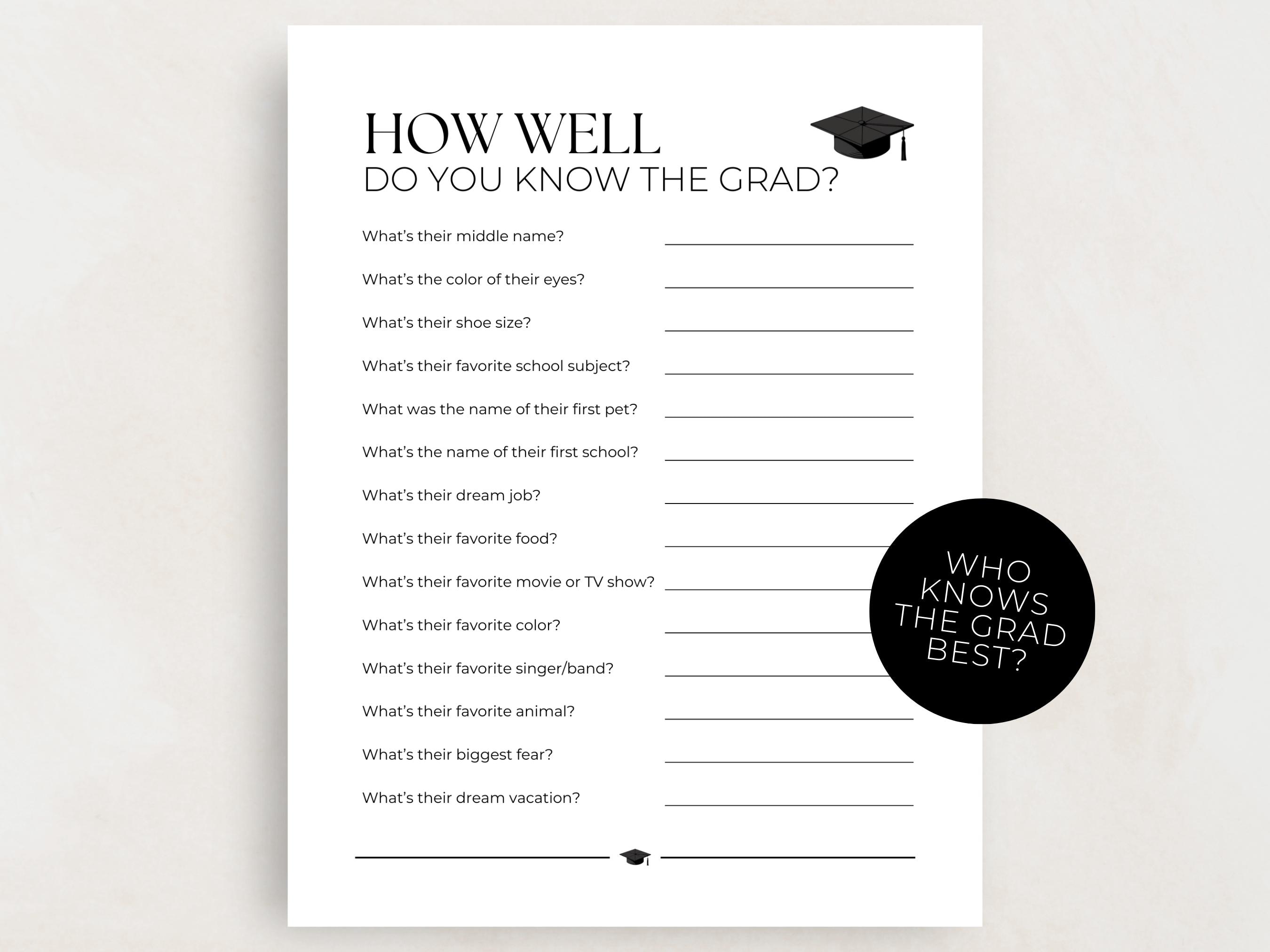 Graduation Game, Who Knows the Graduate Best, How Well Do You Know the ...