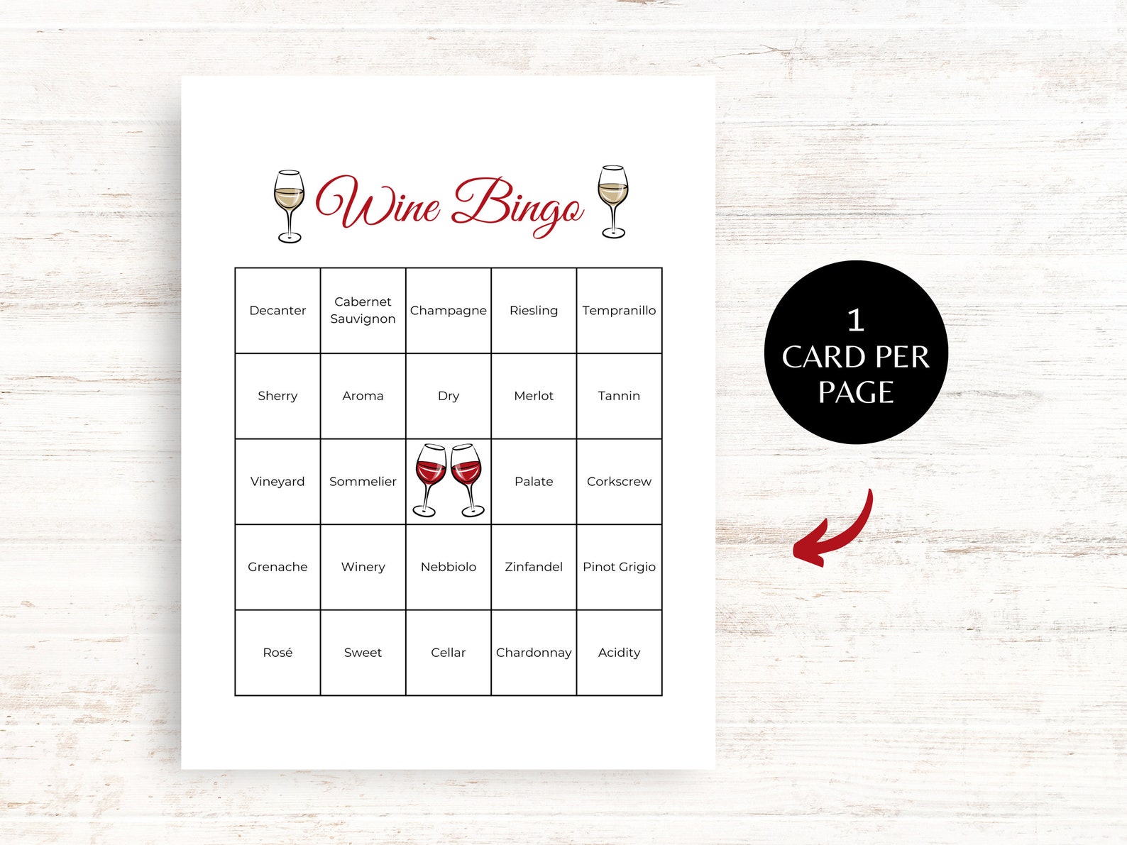 Wine Bingo, 30 Unique Wine Bingo Cards, Printable Wine Party Game, Fun ...