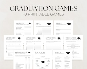 Pink Graduation Party Games, 10 Printable 2025 Graduation Games for a ...