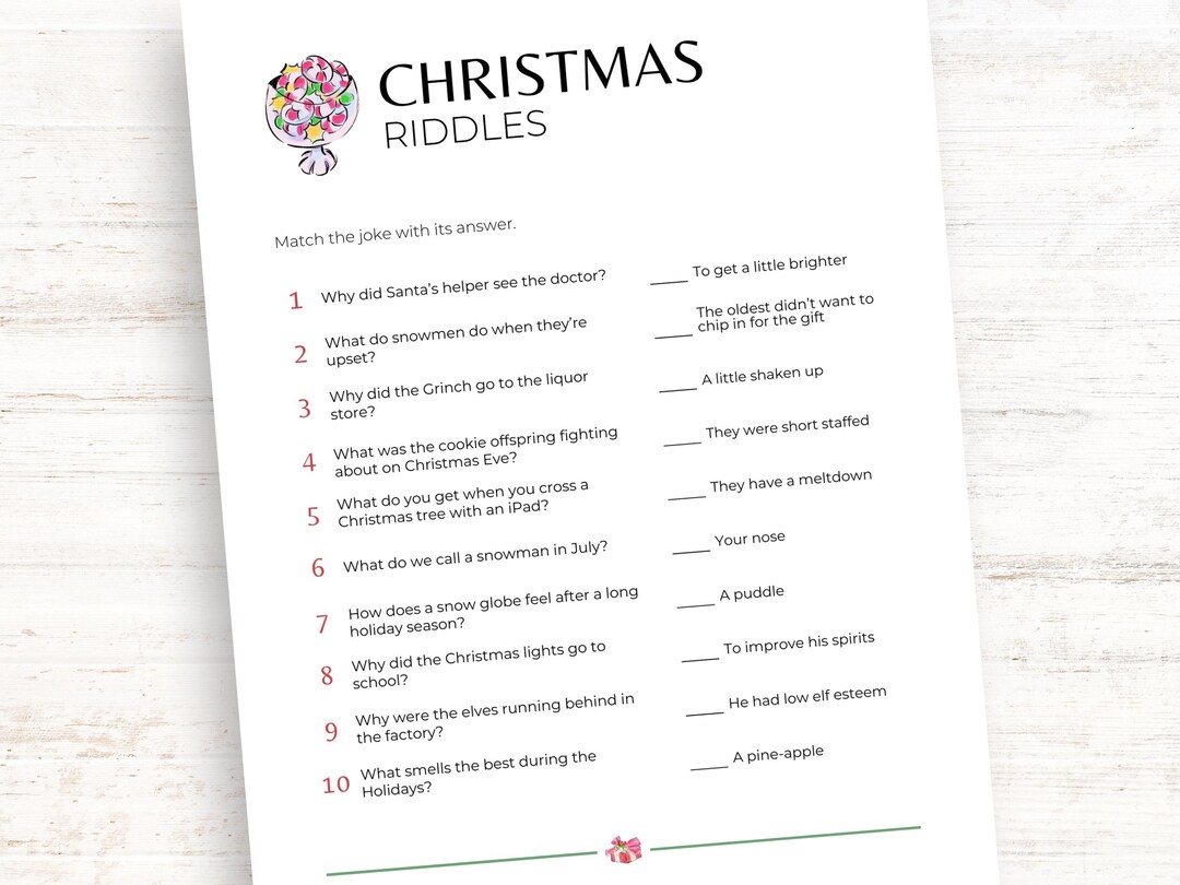Christmas Riddles, Fun Christmas Riddle Game for Family, Printable ...