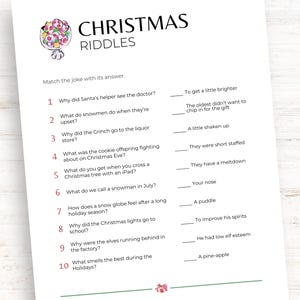 Christmas Riddles, Fun Christmas Riddle Game for Family, Printable ...