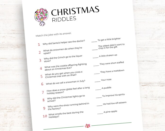 Christmas Riddles Game, Printable Christmas Games, Kids Christmas ...