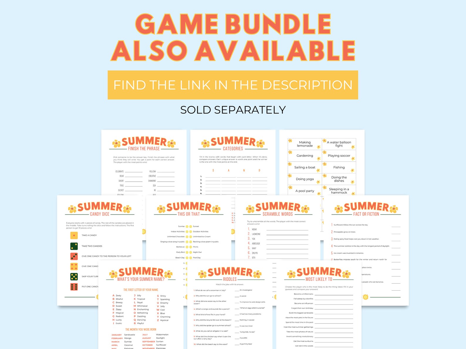 Summer Riddles, Fun Printable Summer Riddle Me This Game for Kids and ...