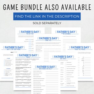 Father's Day Trivia Game, Printable Father's Day Activity, Father's Day ...