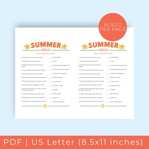 Summer Riddles, Fun Printable Summer Riddle Me This Game for Kids and ...