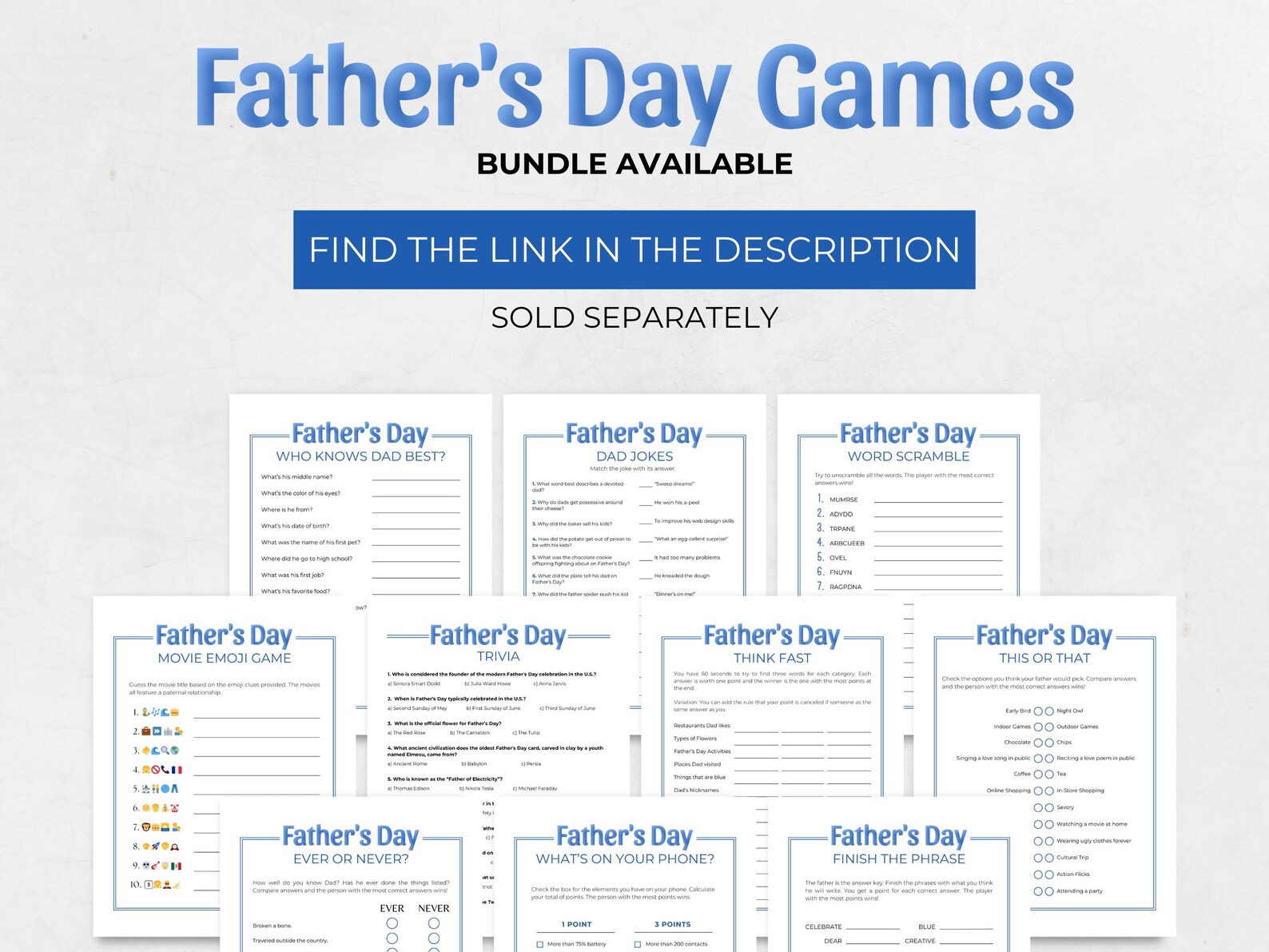 Father's Day Trivia Game, Printable Father's Day Questionnaire, Father ...