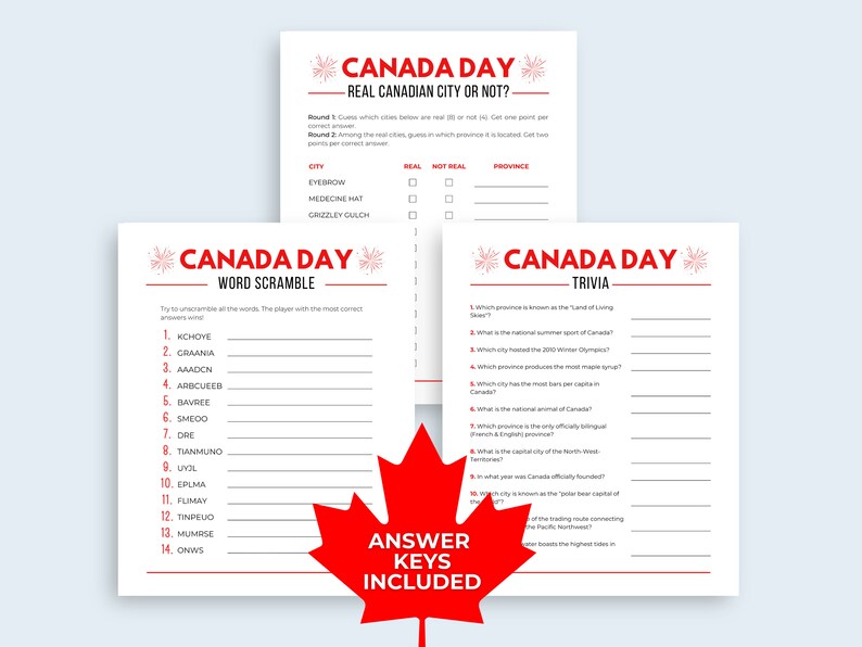 Canada Day Games, 8 Printable Canada Day Activities, Canada Day Game ...
