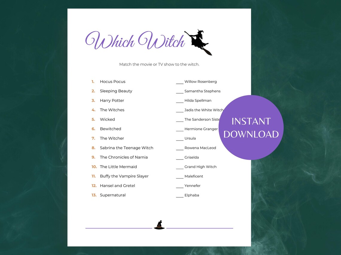 Witches Night Which Witch Game, Printable Witch Matching Game, Fun ...
