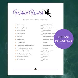 Witches Night Which Witch Game, Printable Witch Matching Game, Fun ...