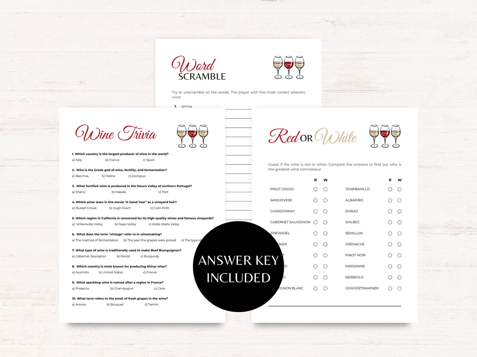 Wine Party Games, 10 Printable Wine Tasting Party Games, Fun Game ...