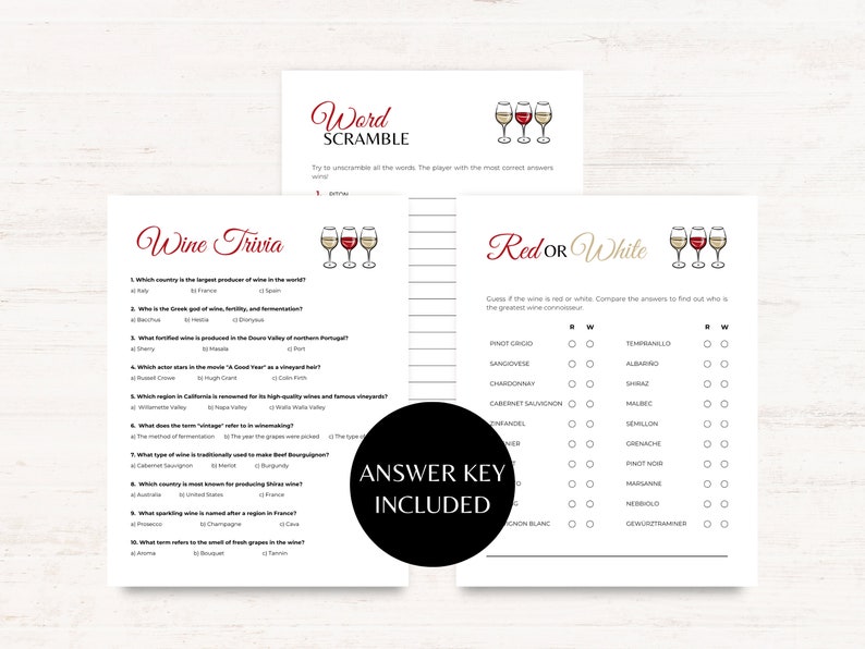 Wine Party Games, 10 Printable Wine Tasting Party Games, Fun Game ...