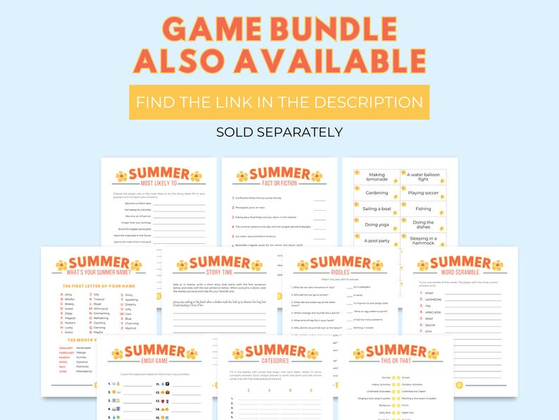 Summer Emoji Game, Printable Summer Emoji Trivia Game for Kids and ...