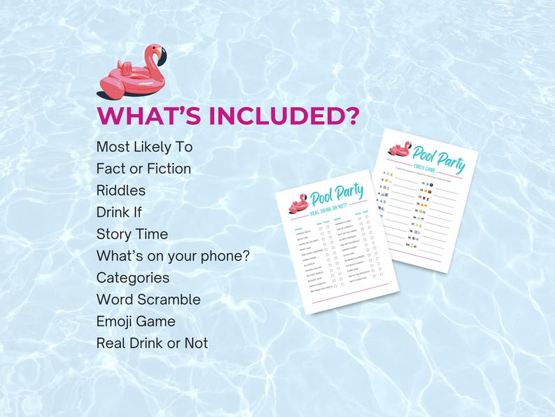 Pool Party Games for Adults, 10 Printable Summer Party Games, Summer ...