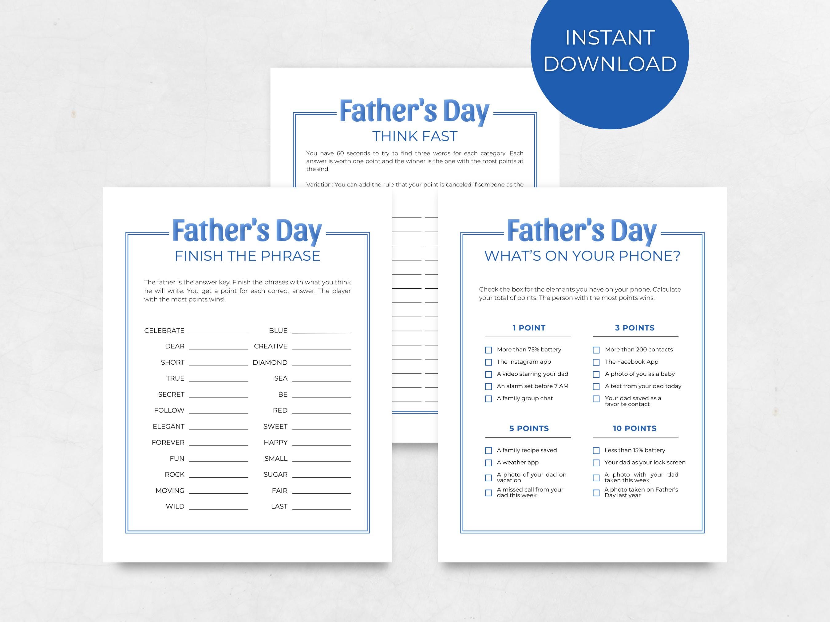 Father's Day Games, 10 Printable Father's Day Games, Fun Dad Games ...