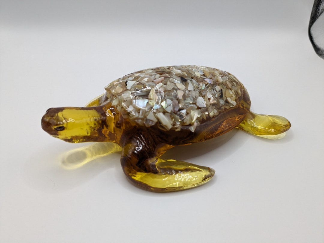 Resin Turtle With Crushed Seashells Coastal Decor and All - Etsy