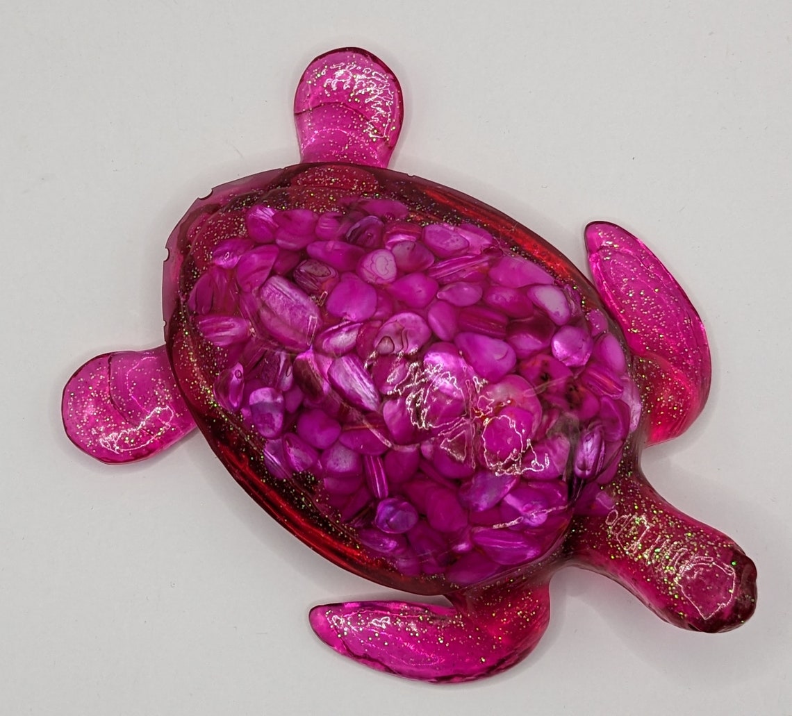 Resin Turtle With Crushed Seashells Coastal Decor and All Occasions ...