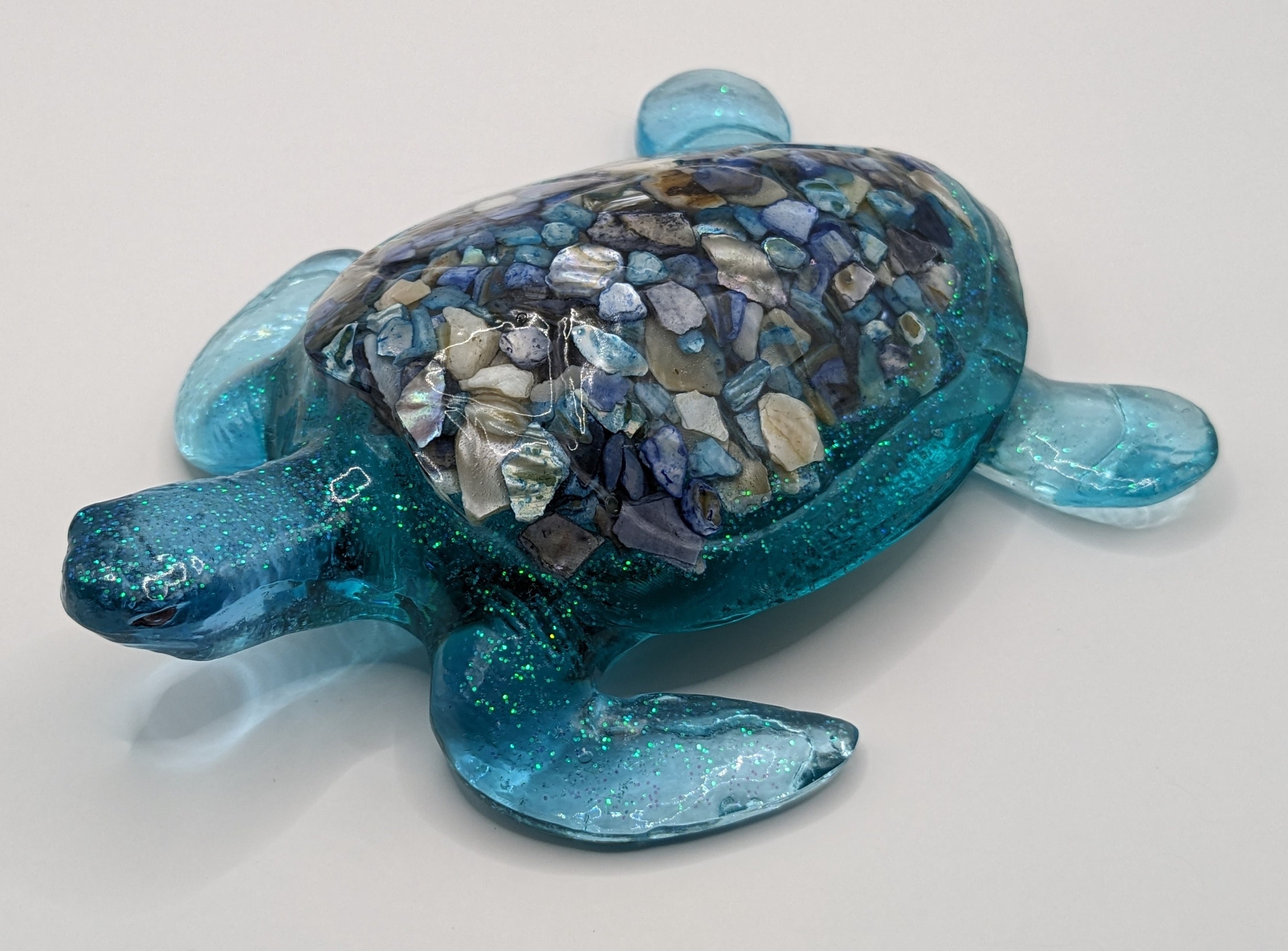 Resin Turtle With Crushed Seashells Coastal Decor and All Occasions ...