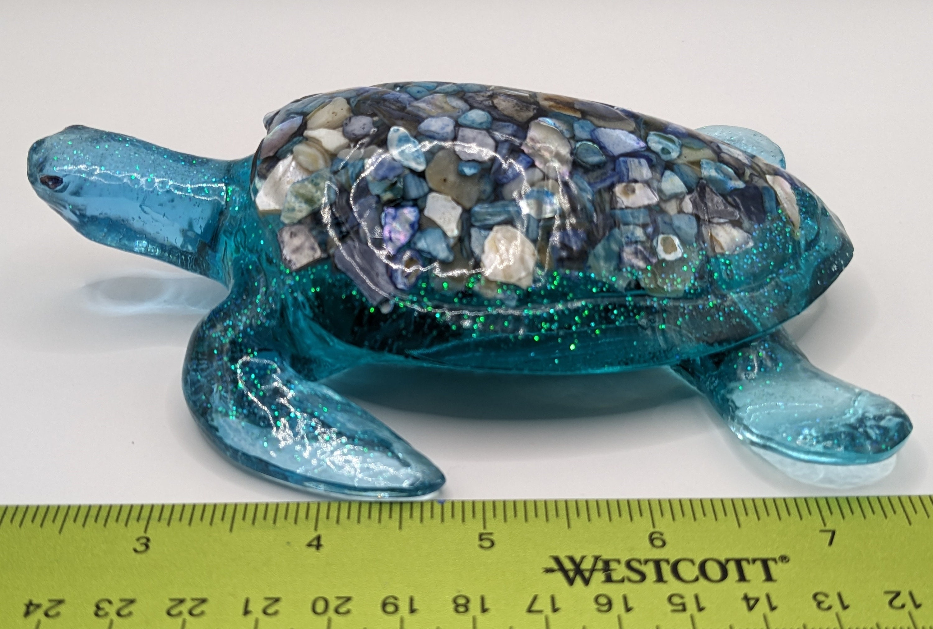 Resin Turtle With Crushed Seashells Coastal Decor and All Occasions ...