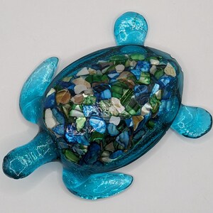 Resin Turtle With Crushed Seashells Coastal Decor and All Occasions ...