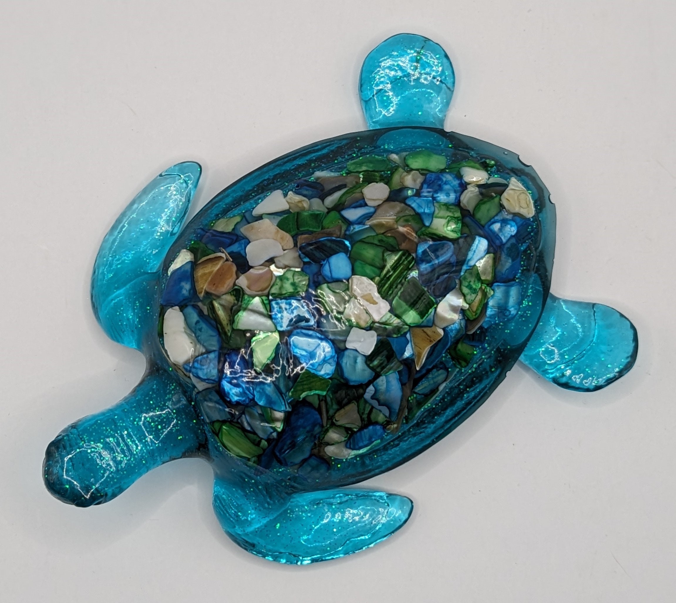 Resin Turtle With Crushed Seashells Coastal Decor and All Occasions ...
