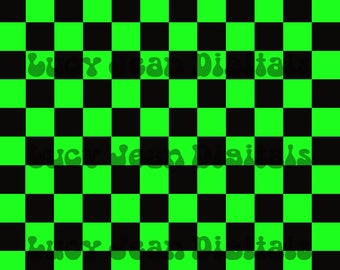 Neon Green and Black Checker Pattern Seamless File or Digital Paper ...