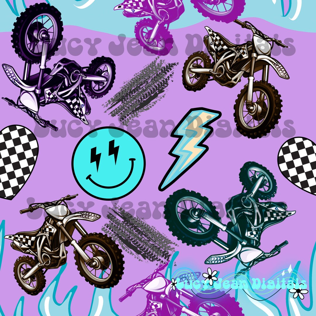 Purple Moto Girlie Dirtbike Seamless File - Etsy