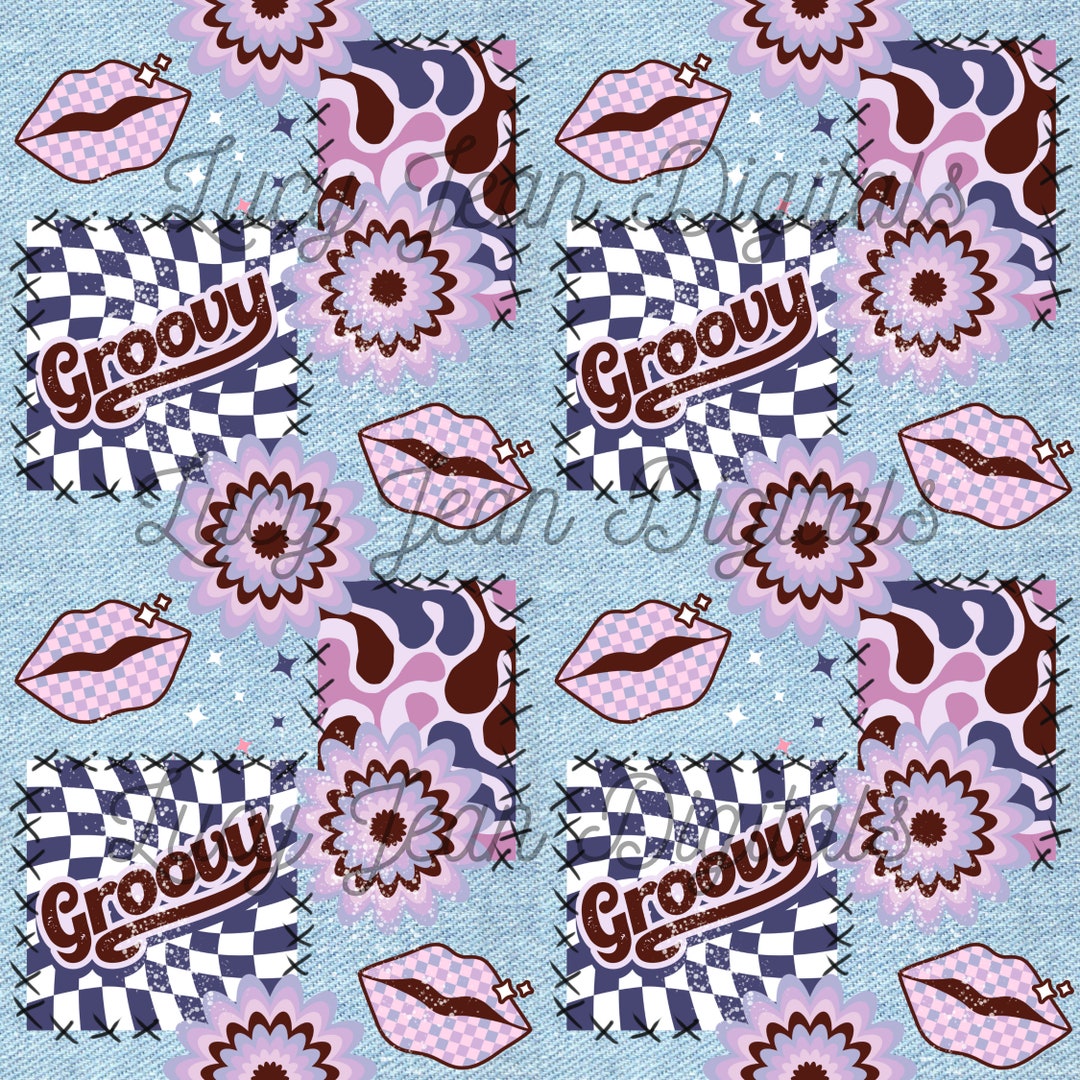 Groovy Denim Patch Seamless File - Etsy