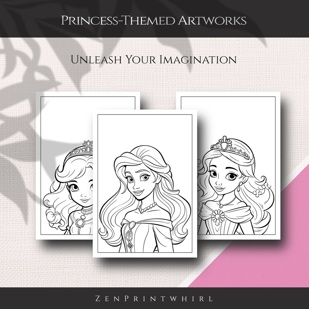 8 Princess Coloring Pages for Kids Princess Themed Coloring Sheets ...