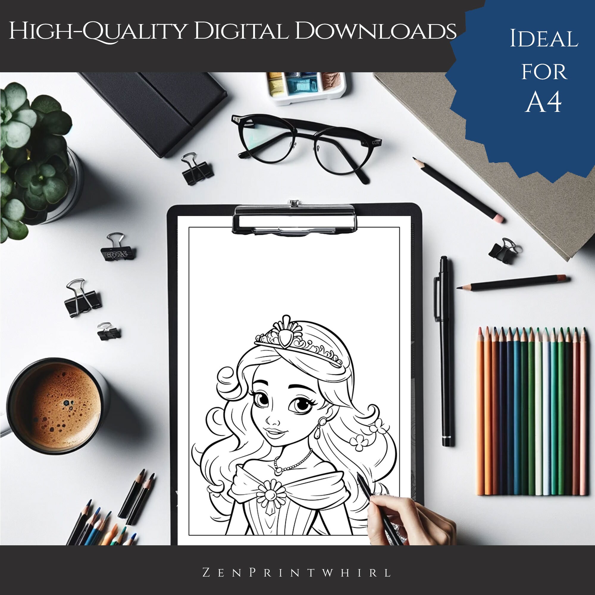 8 Princess Coloring Pages for Kids Princess Themed Coloring Sheets ...