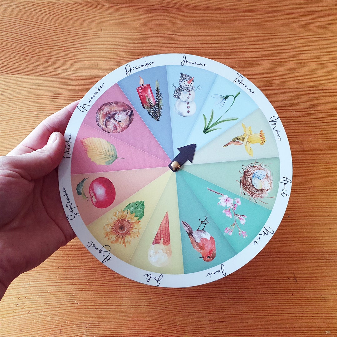 Monthly Clock Laminated With Symbols for Children, Perpetual Disc ...